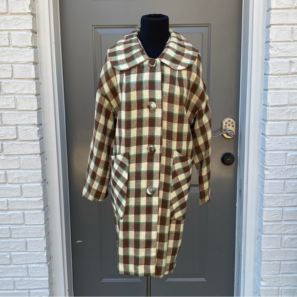 Vintage | Jackets & Coats | Vintage 6s Plaid Oversized Peter Pan Collar ...